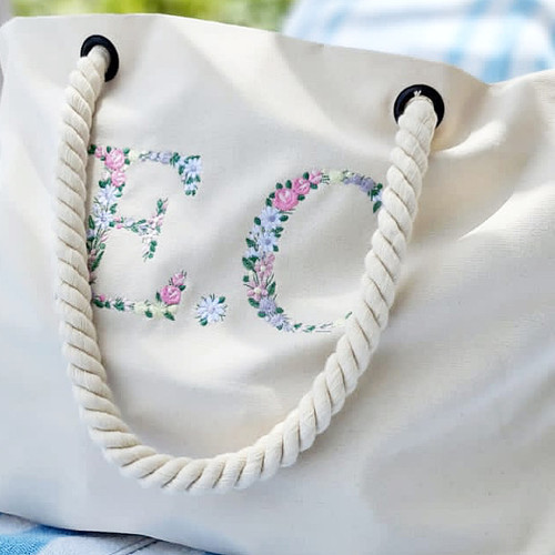 Floral Letter Beach Bag | Beeyourselfhabibi