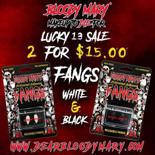 2 White and Black FANGS for $15.00 | Bloody Mary Makeup