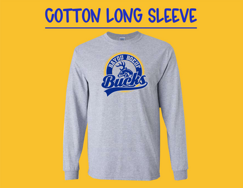 EXTRA Bayou Boeuf Bucks - Grey Cotton Long Sleeve | Athletic Embroidery