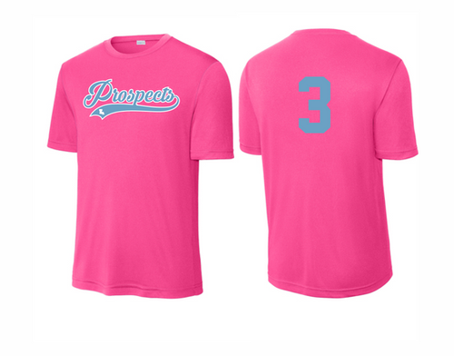 Prospects Neon PInk Dri Fit Short Sleeve WITH NUMBER | Athletic Embroidery