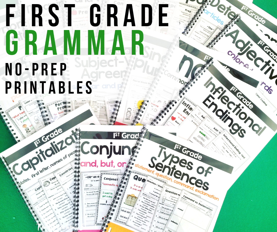 First Grade Common Core Grammar and Vocabulary No-Prep Printables