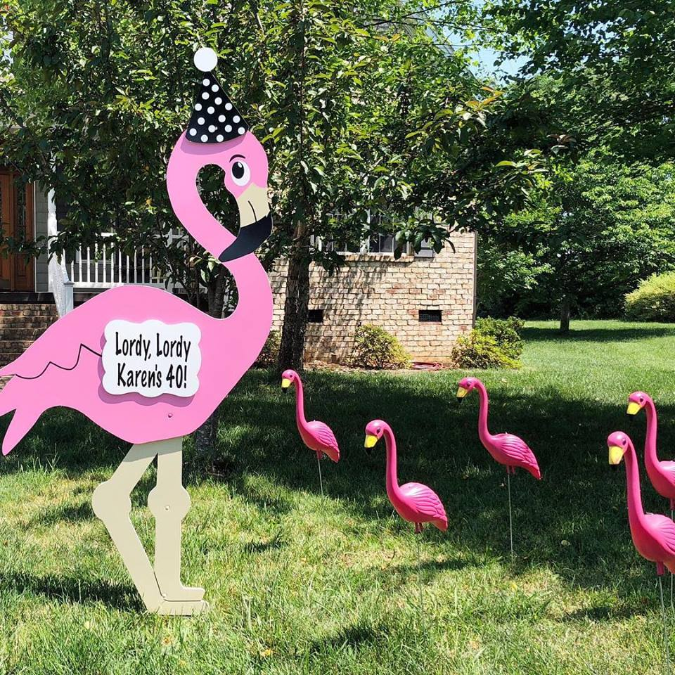 Flamingo Birthday Sign Rental ~ Flock the Yard ~ Bryan, TX