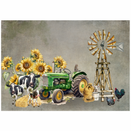 Tear Resistant Deco Print Green Tractor Farm | Creative Talents