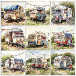 Tear Resistant Deco Print Cosy Caravans 9's | Creative Talents