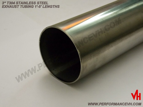 3" 304 Stainless Steel Exhaust Pipe 12" Length | performancevh