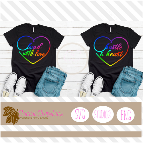 Open Heart Hustle and Love SVG PNG Cut File Bundle for Cricut ...