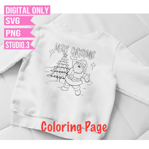 Merry Christmas Coloring Page SVG Studio.3 PNG File | Cocoa Cuttables
