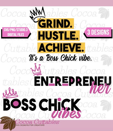 Boss Chick Vibes SVG Cut File for Silhouette Cricut | Cocoa Cuttables