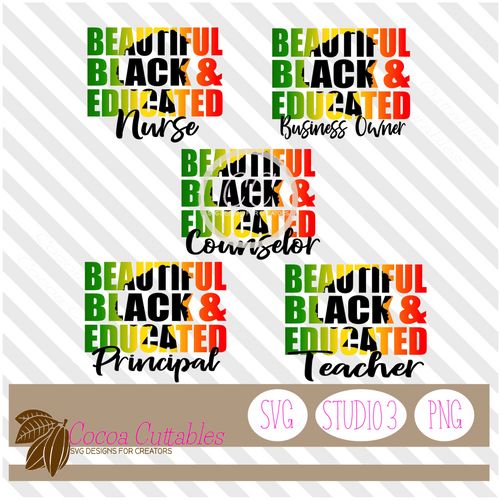 Beautiful Black Educated SVG Bundle | Black Woman SVG Cut File for ...