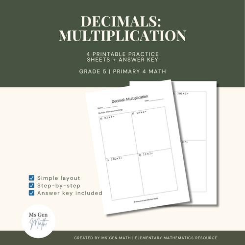 Decimals: Multiplication worksheet | Ms Gen Math