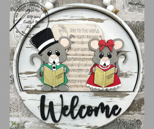 Caroling Mice Christmas Chippy Interchangeable Welcome Sign Kit! r ...