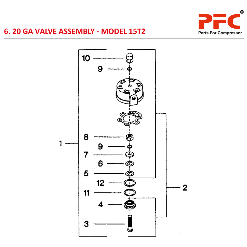 20 GA Valve IR 15T2 Air Compressor Parts | PFC - Parts For Compressor