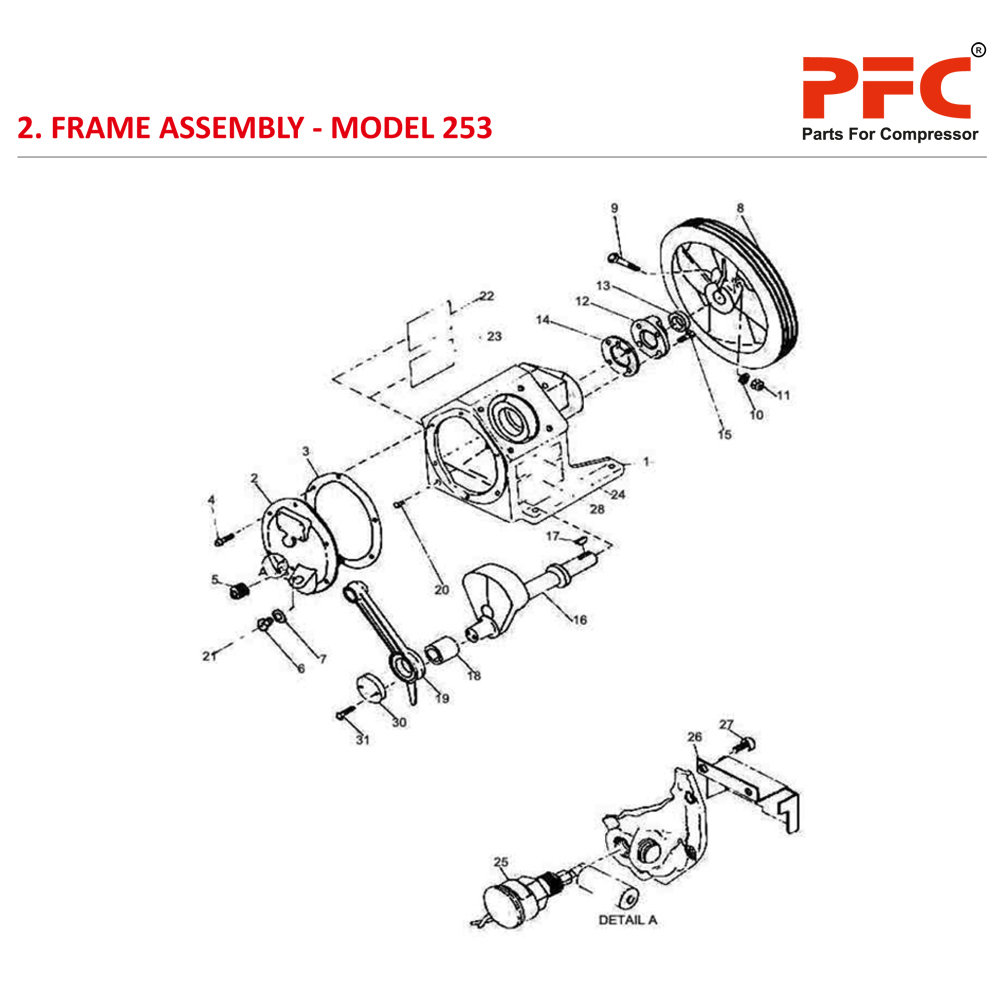 Frame Assembly IR 253 Air Compressor Parts | PFC - Parts For Compressor