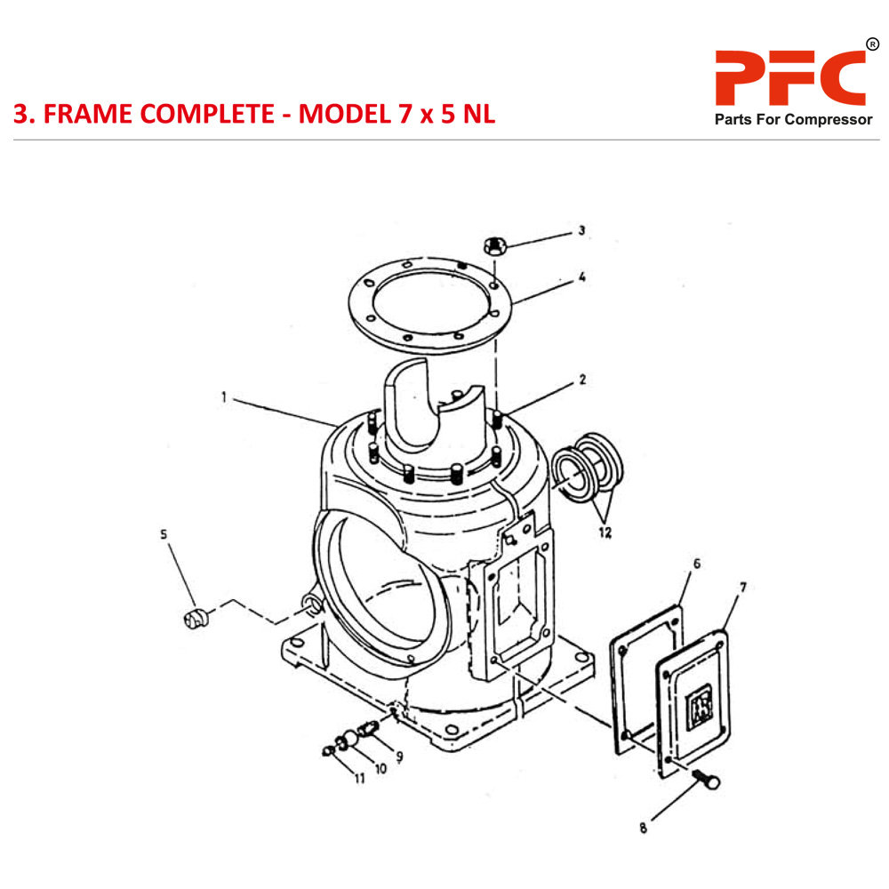 ชิ้นส่วนคอมเพรสเซอร์ Frame Complete IR 7 x 5 ESV NL | PFC - Parts For ...