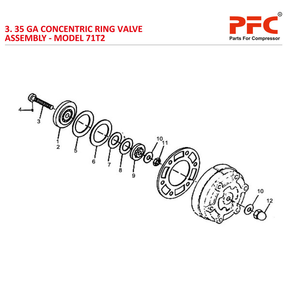 35 GA Concentric Ring Valve Assly. IR 71T2 Parts | Air Compressor Parts