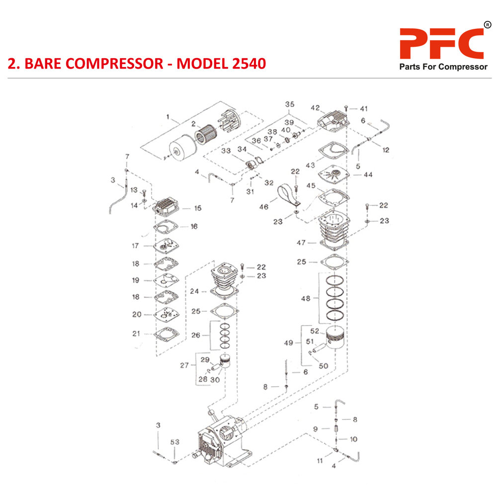 Bare Compressor IR 2540 Air Compressor Parts | PFC - Parts For Compressor