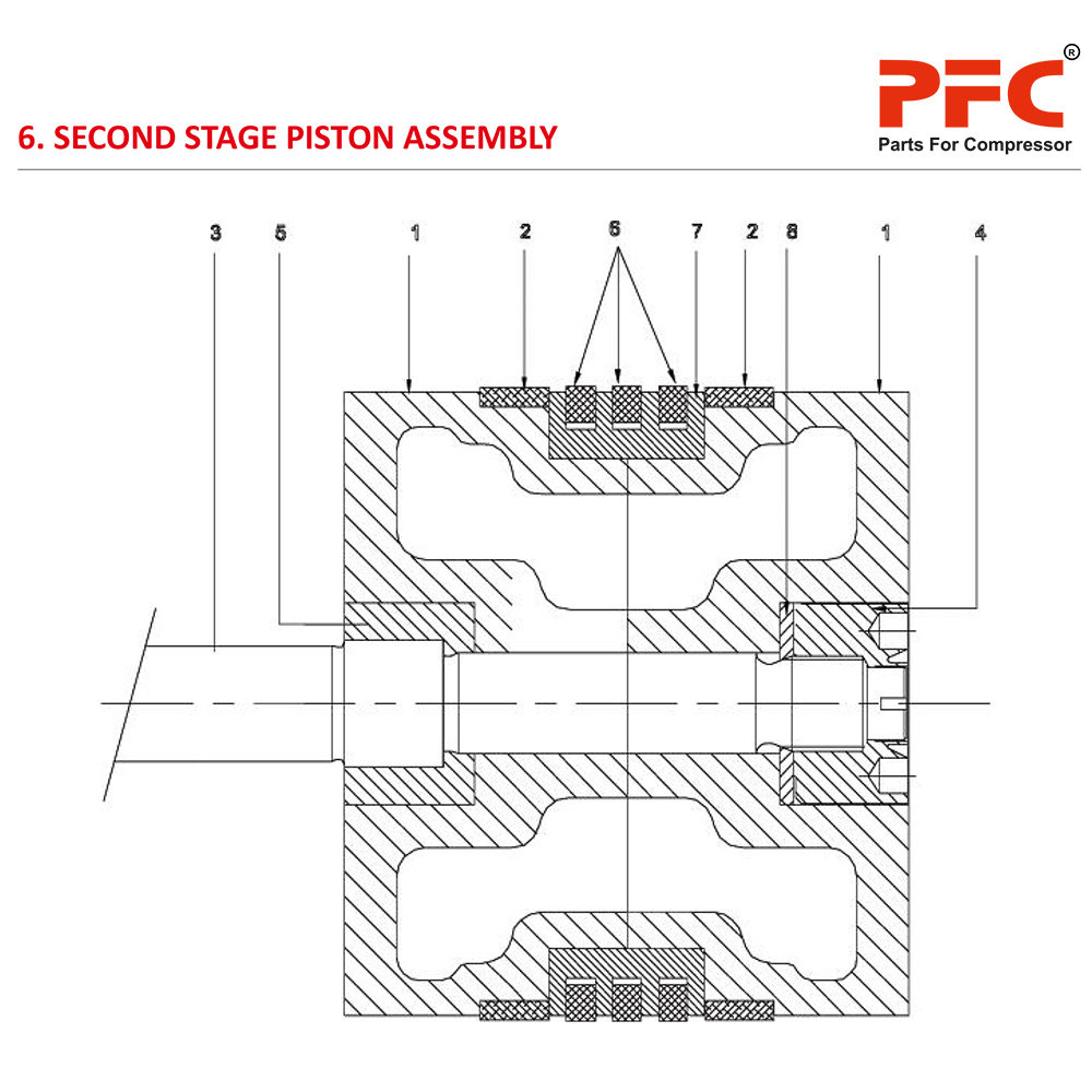 Second Stage Piston Assembly HN2T 150-180 | PFC - Parts For Compressor