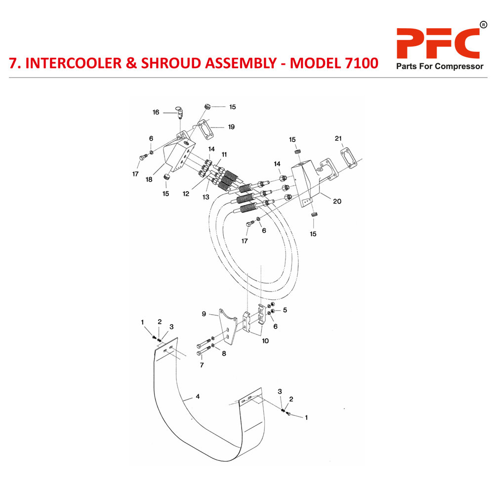Intercooler & Shroud IR 7100 Air Compressor Parts | PFC - Parts For ...
