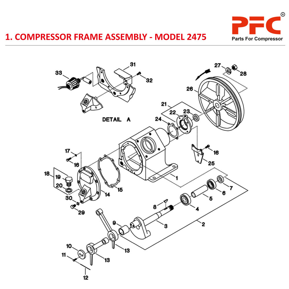 Compressor Frame IR 2475 Air Compressor Parts | PFC - Parts For Compressor