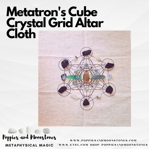 Metatron's Cube Crystal Grid Altar Cloth | Poppies & Moonstones