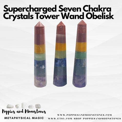 Supercharged Seven Chakra Crystals Tower Wand Obelisk | Poppies ...