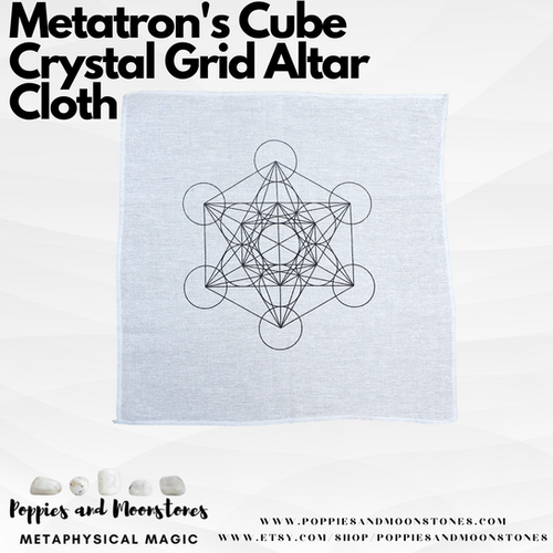 Metatron's Cube Crystal Grid Altar Cloth | Poppies & Moonstones