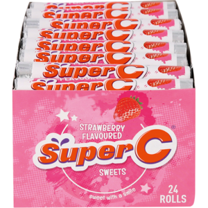 Super C Strawberry Flavoured Sweets 24 Pack | Fastcart