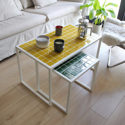 Mid-Twin 2 Pieces Coffee Table | Grid Design