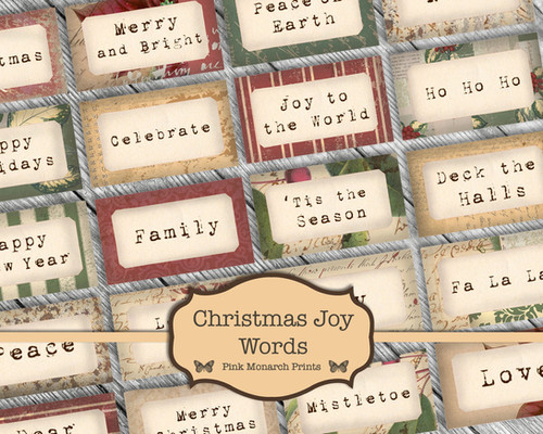 Christmas Joy Words | Pink Monarch Prints