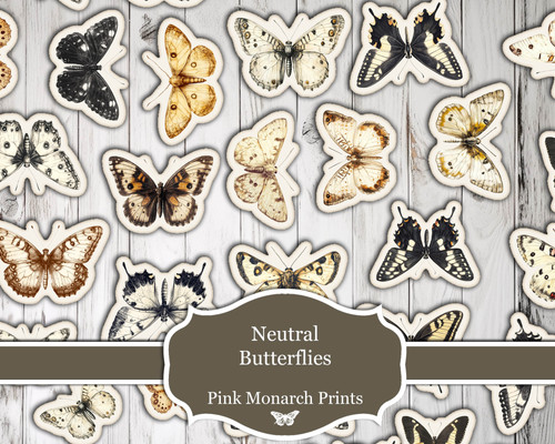 Neutral Butterflies | Pink Monarch Prints