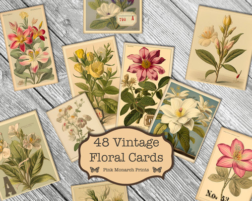 Vintage Floral Cards | Pink Monarch Prints