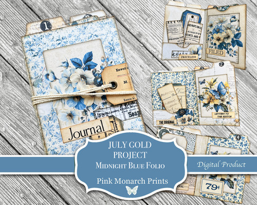 Midnight Blue Folio - GOLD project July 2024 | Pink Monarch Prints
