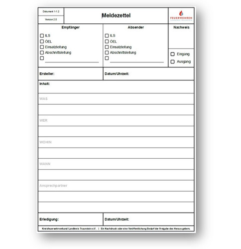 Dokumentationsblock "Meldezettel" | KFV-Traunstein Shop