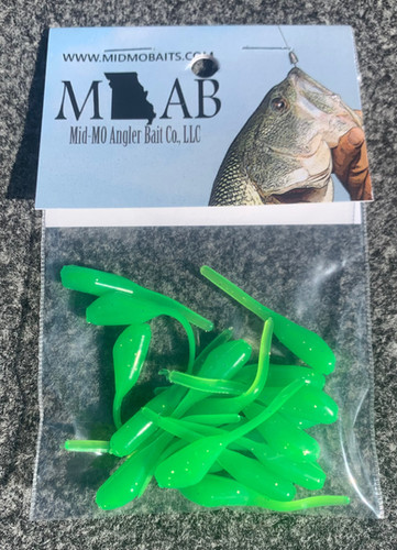 1.5” MO-AB Minnow Lime Green Garlic Scented 18 pc | Mid-Mo Angler Baits