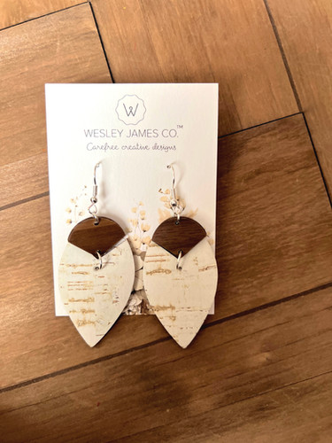 Cream Arrow & Wood Earrings | Wesley James Co.