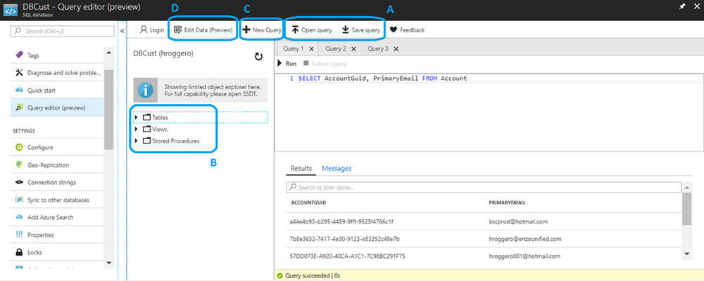 A Quick Look At The Azure Query Editor