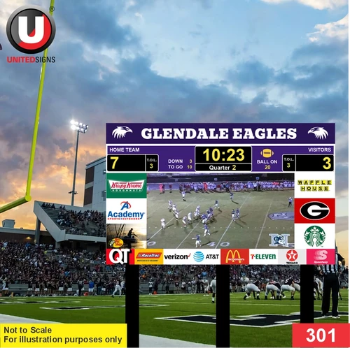 36' Wide Digital Scoreboard Panel Display 301: Customization Available