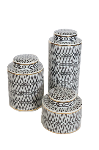 Black & White Zig Zag Container - Large | mrsmiths