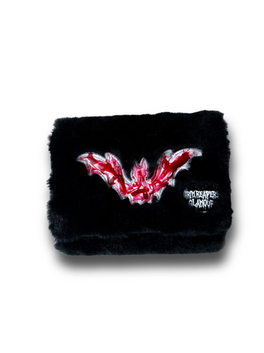 Fluffy Boo Boo Bat Wallet - Black/White Bat | GrimReapersGlamour