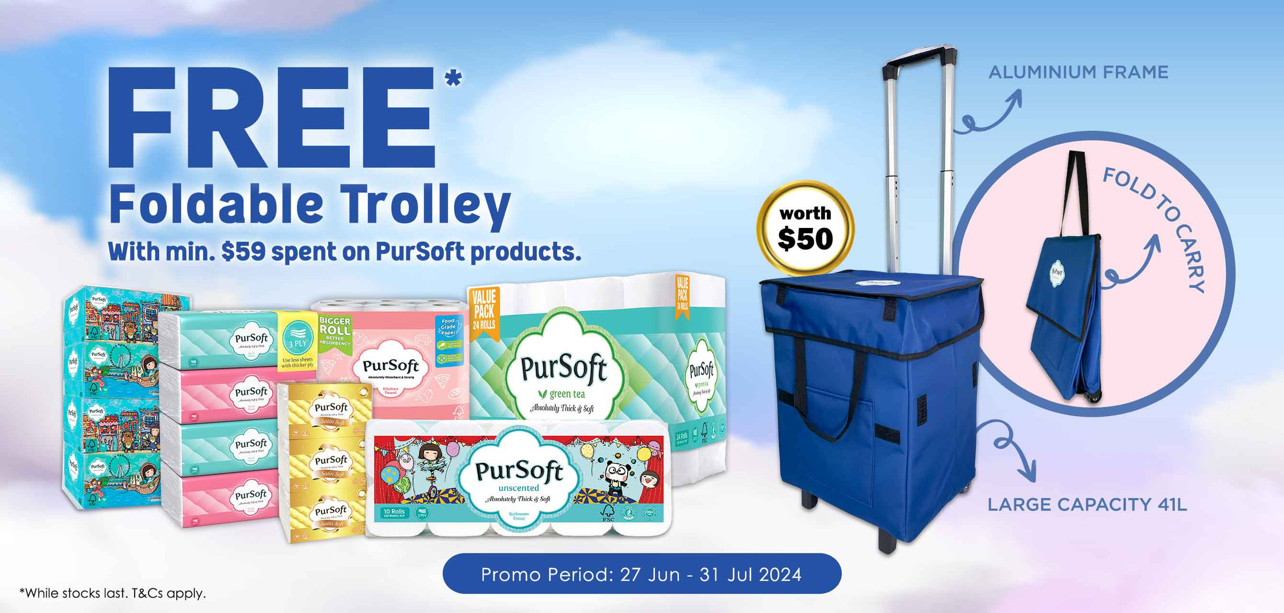 FREE Foldable Trolley | NTUC FairPrice, RedMart, Shopee