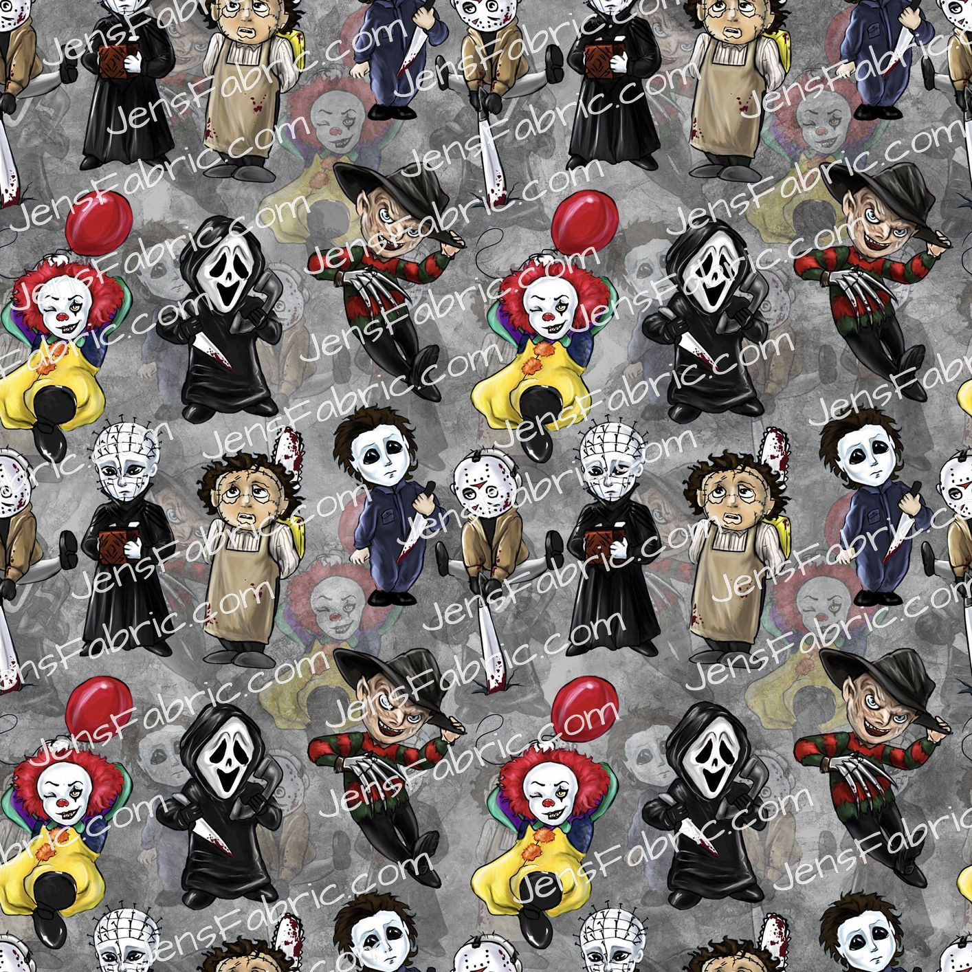Cartoon Slasher grey fabric | Jen's Fabric