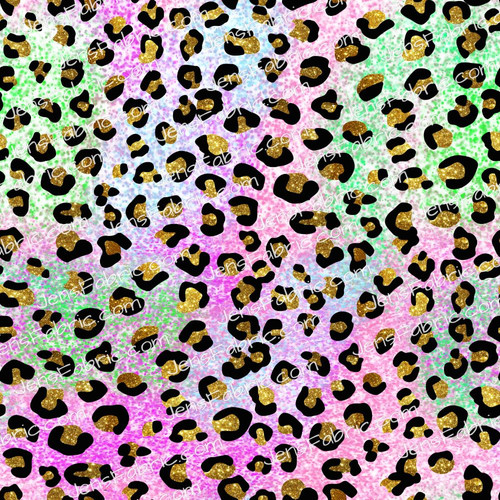 Gold Leopard Spots on Rainbow | Jen's Fabric