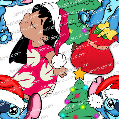 Lilo and Stitch Santa Stack on white | Jen's Fabric