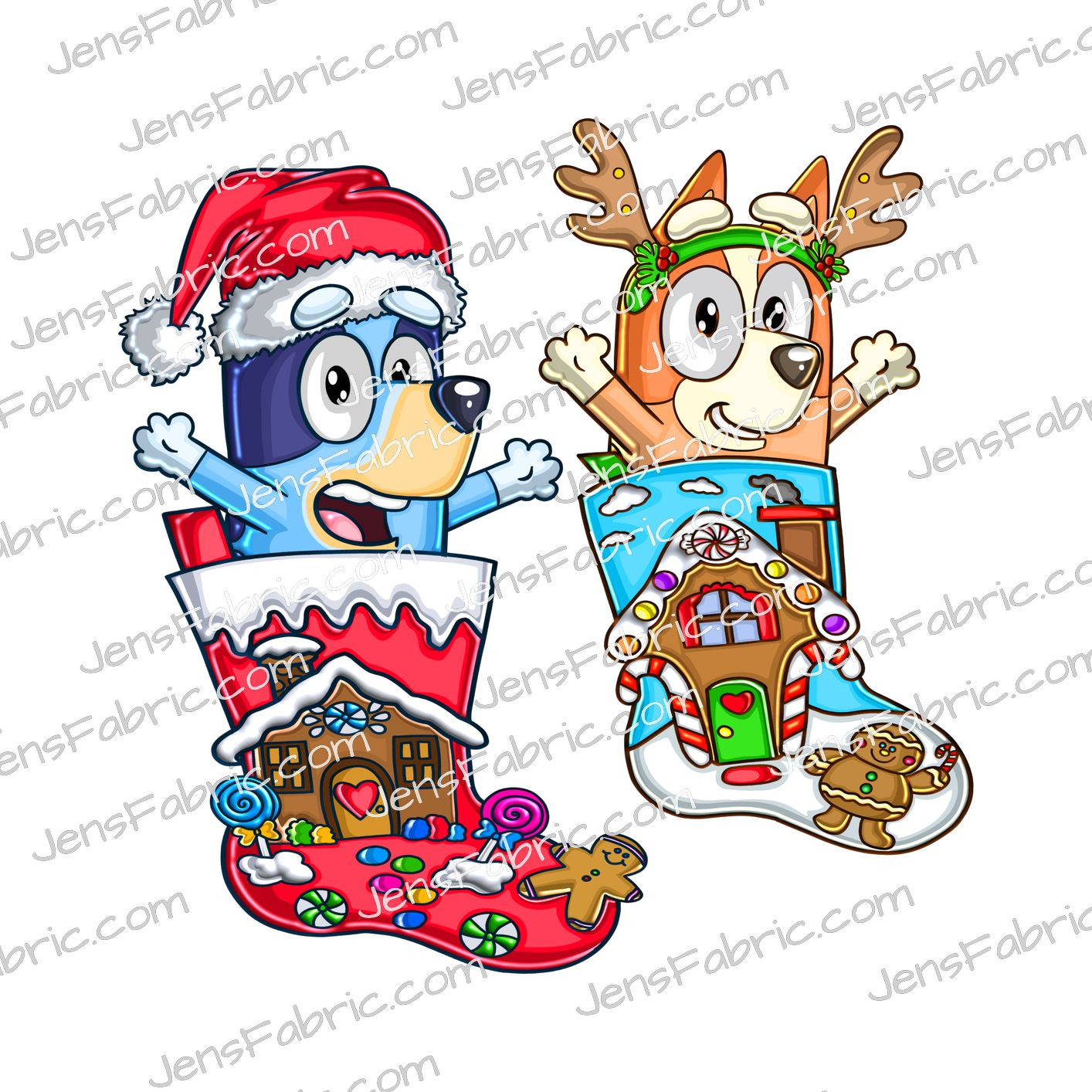 Bluey and Bingo Stockings Panel | Jen's Fabric