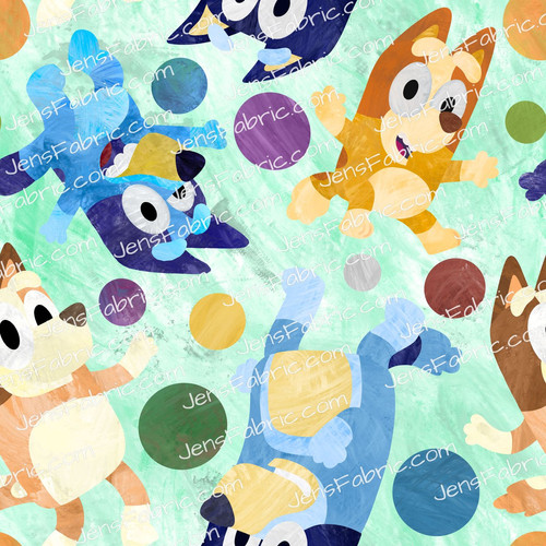 Watercolor Bluey Toss on dots | Jen's Fabric