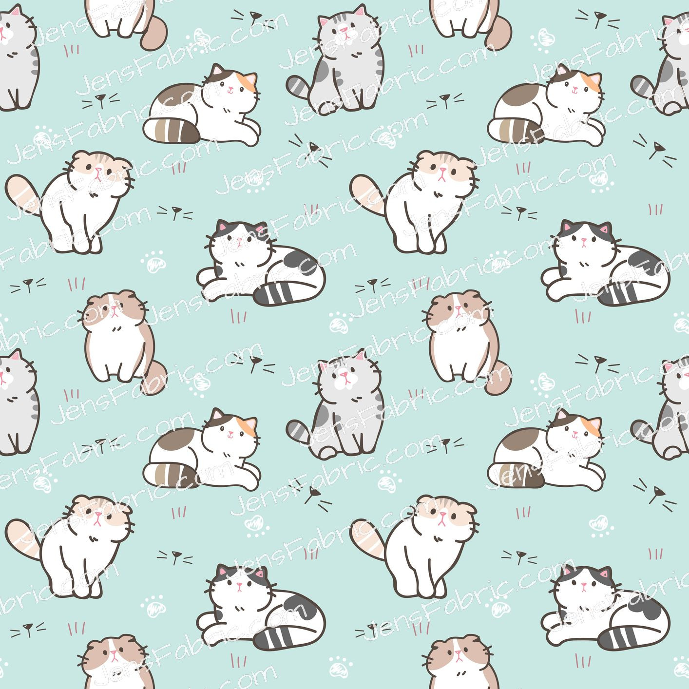 Cats on Sage | Jen's Fabric