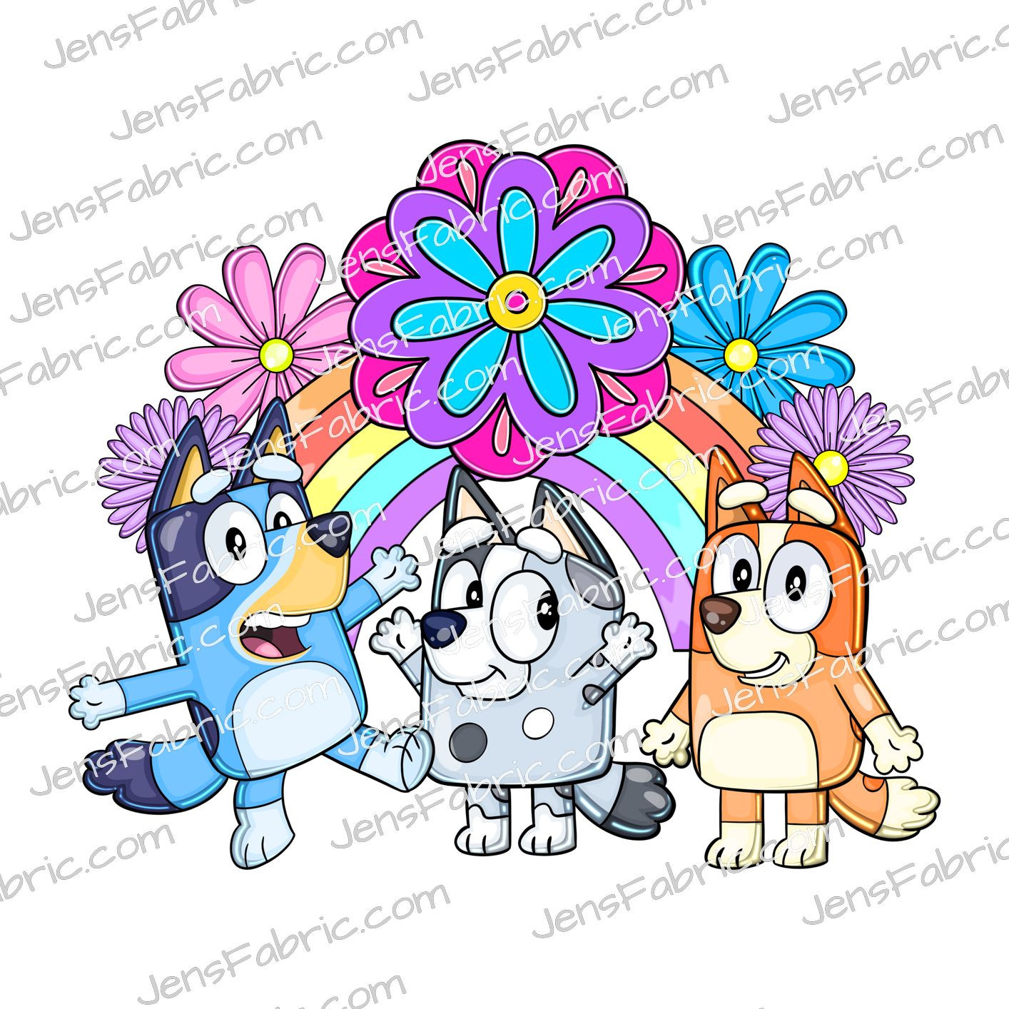 Bluey and Friends Rainbow Panel | Jen's Fabric