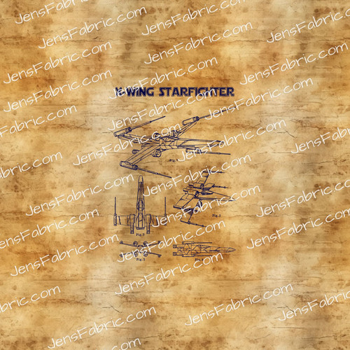 R18 Star Wars Schematics: x-wing Starfighter panel parchment | Jen's Fabric