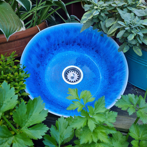 Blue Cracked Glazed Sink | The Little Vanporium