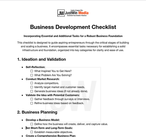 Business Development Checklist | JustWin Media
